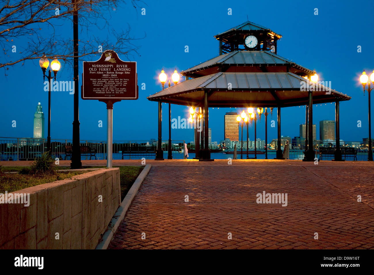Port Alllen Old Ferry Landing, Baton Rouge, Louisiana at dusk Stock ...