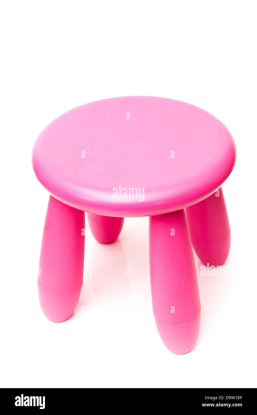 pink stool on a white background Stock Photo - Alamy