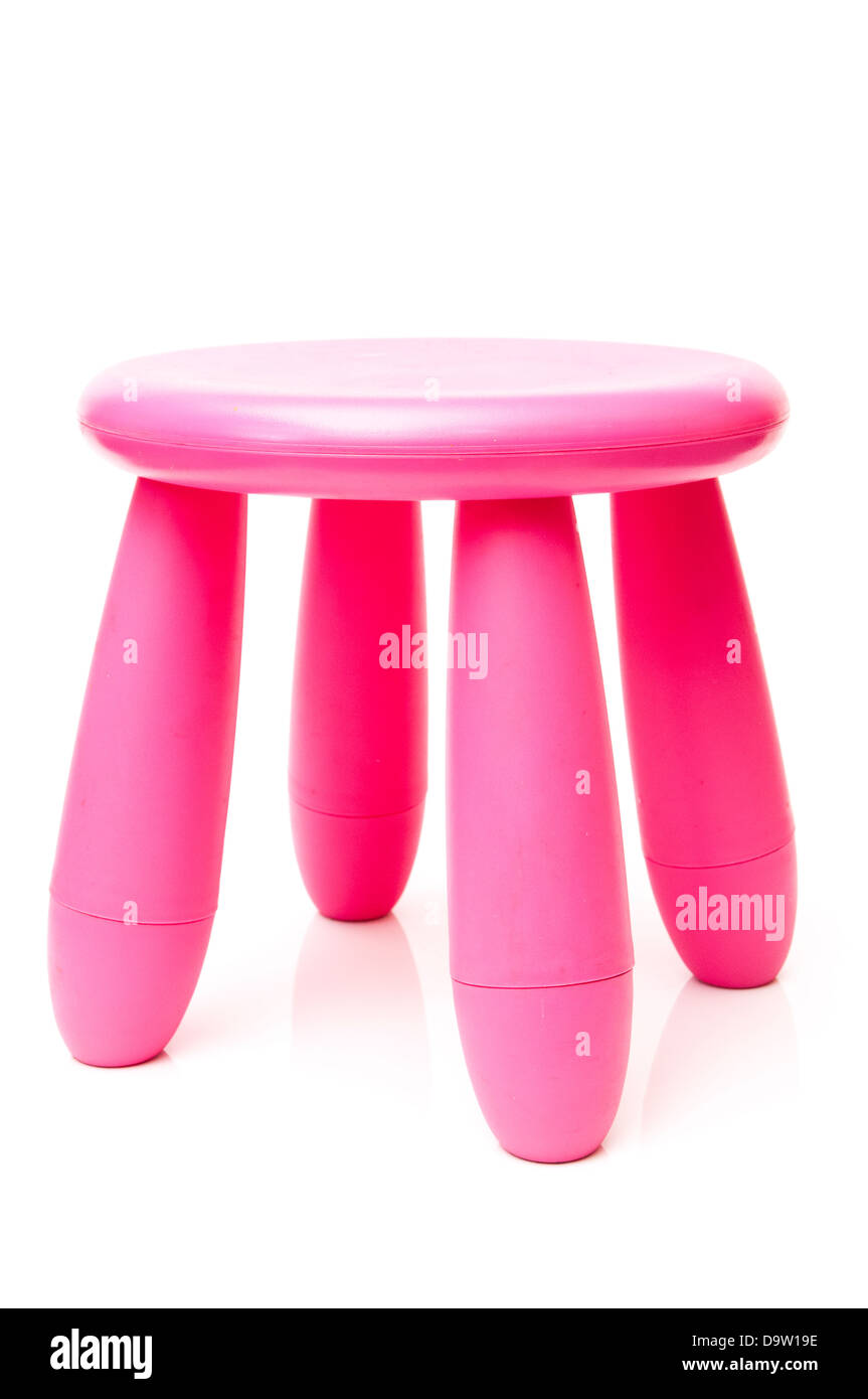 pink stool on a white background Stock Photo - Alamy