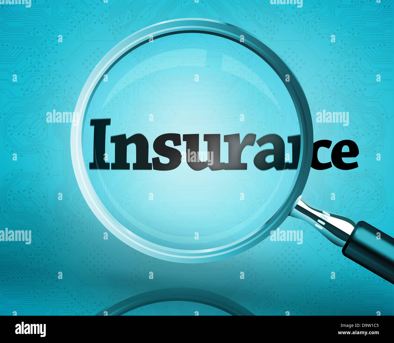 Magnifying glass showing the word insurance Stock Photo - Alamy