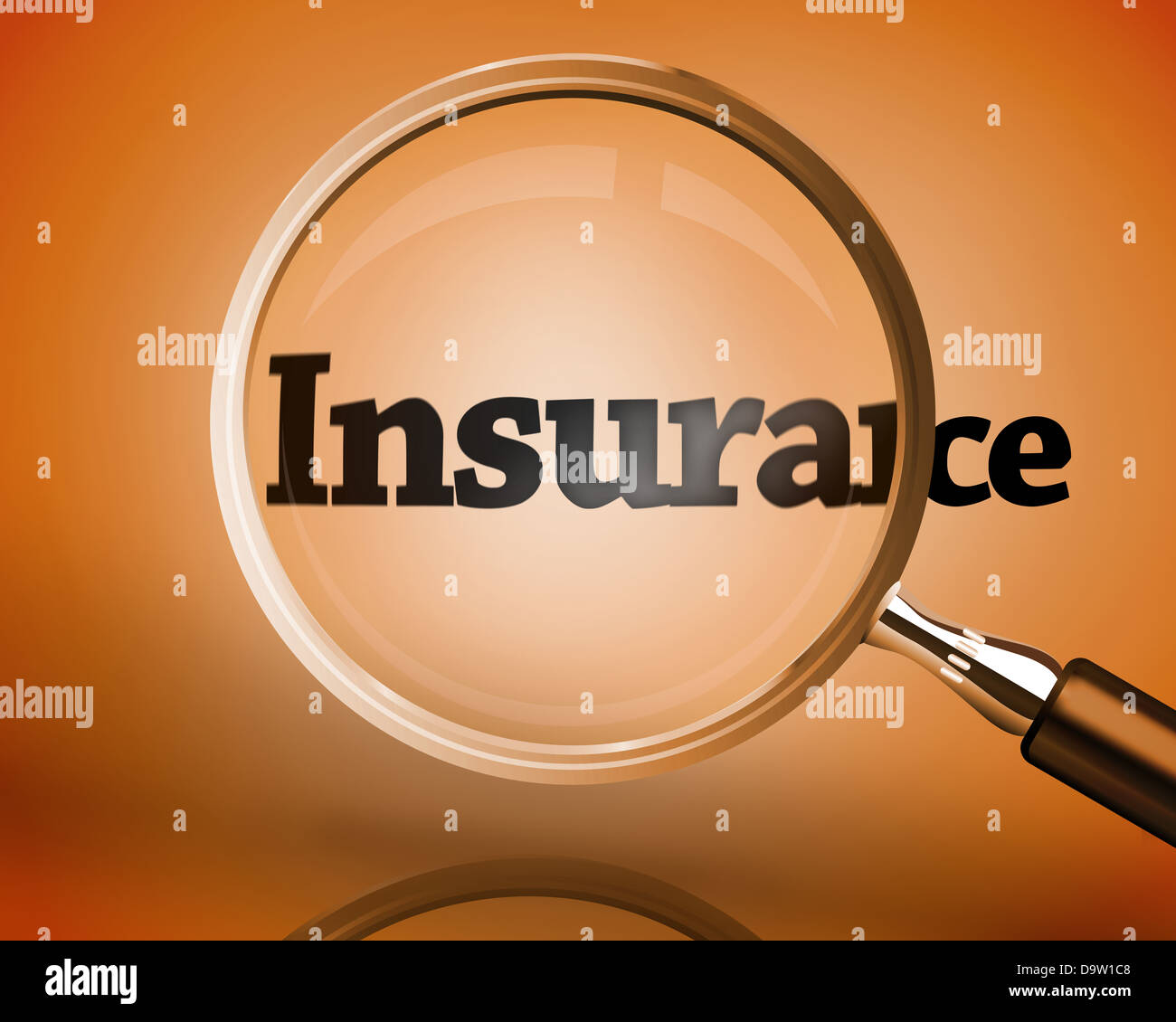 Word insurance revealed with a magnifying glass Stock Photo - Alamy