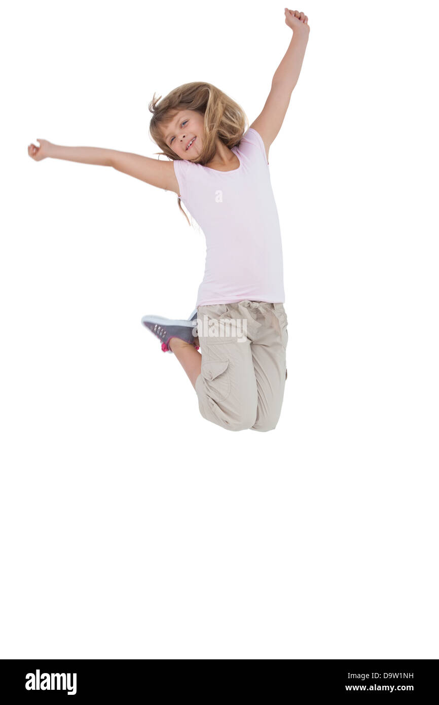 Happy little girl jumping Stock Photo - Alamy Happy little girl jumping Stock Photo - Alamy