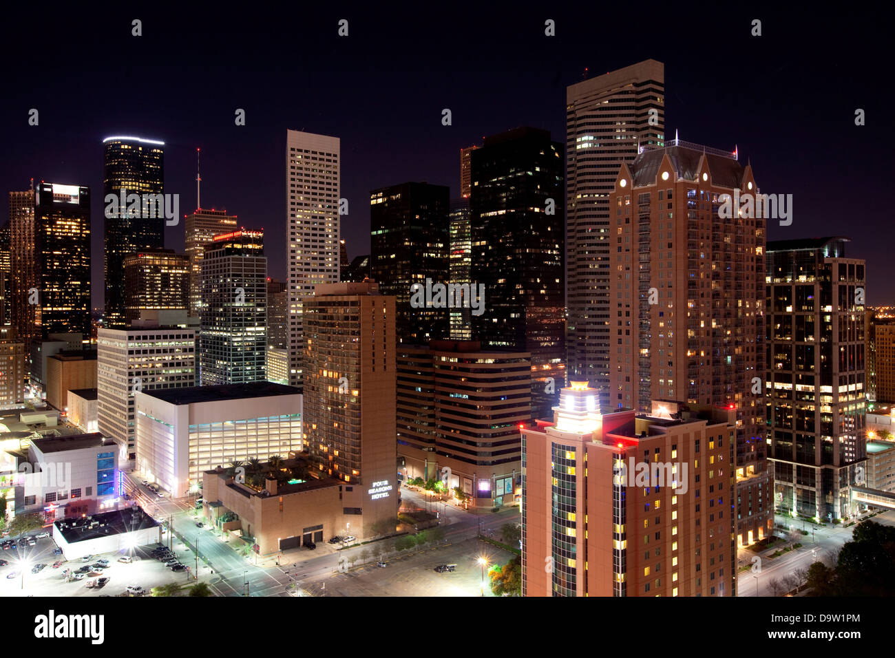 Highrises of Downtown Houston at night Stock Photo - Alamy