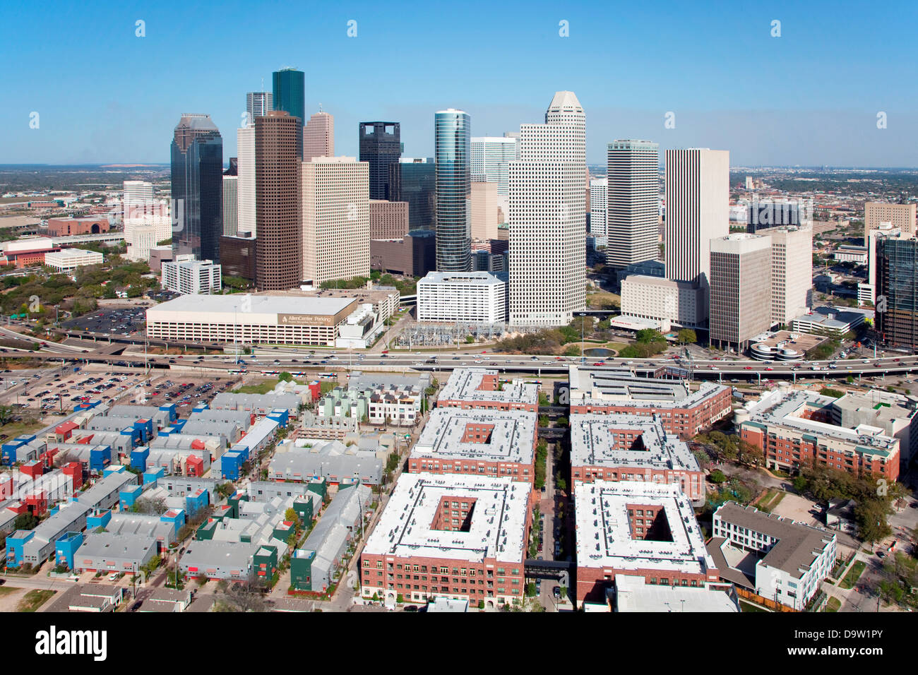 Downtown Houston and surrounding residential developments Stock Photo ...