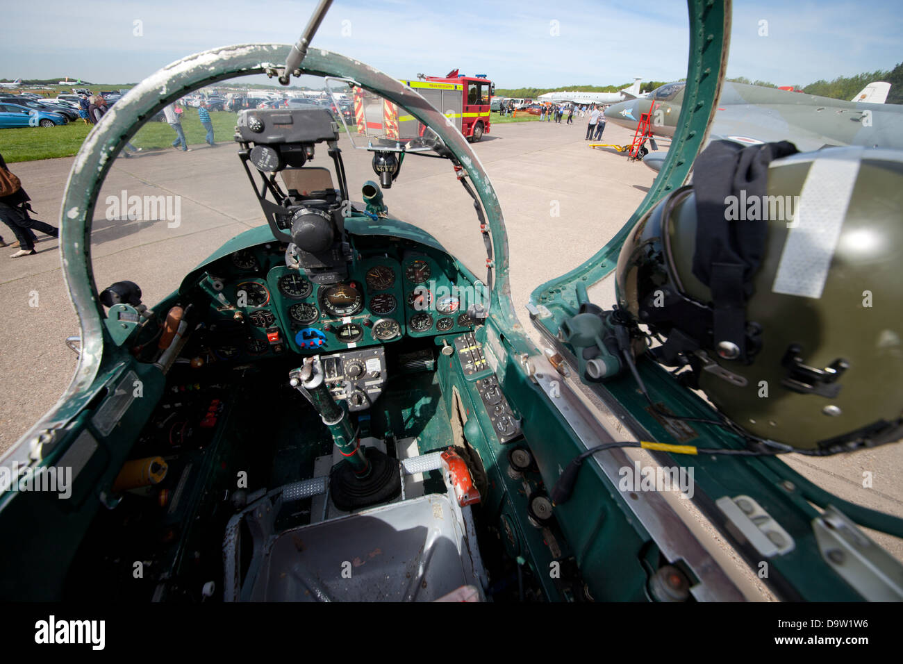 An ex-Warsaw pact cold war Iskra jet trainer cockpit at Bruntingthorpe ...