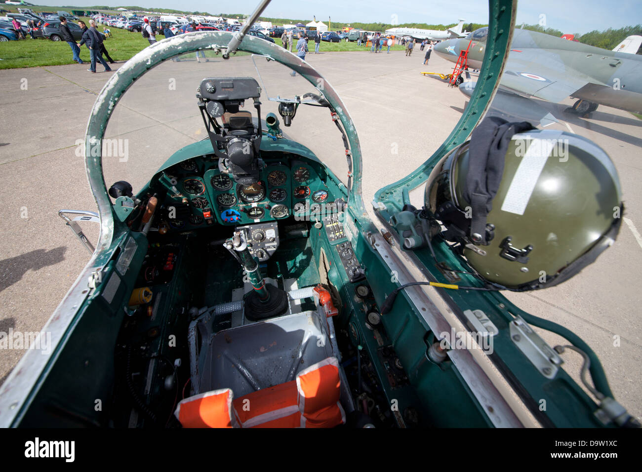 An ex-Warsaw pact cold war Iskra jet trainer cockpit at Bruntingthorpe ...