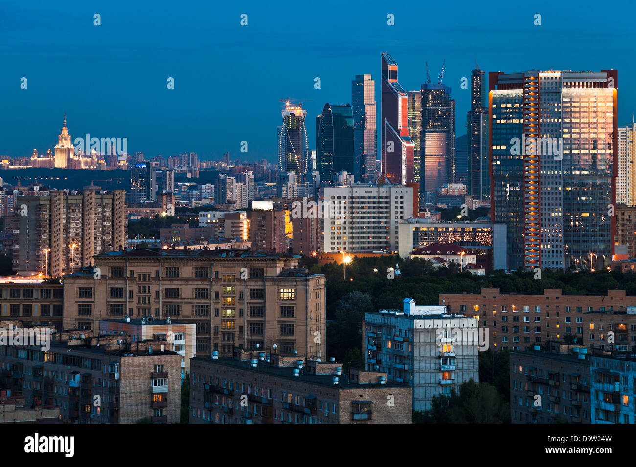 late summer blue twilight over Moscow city Stock Photo - Alamy