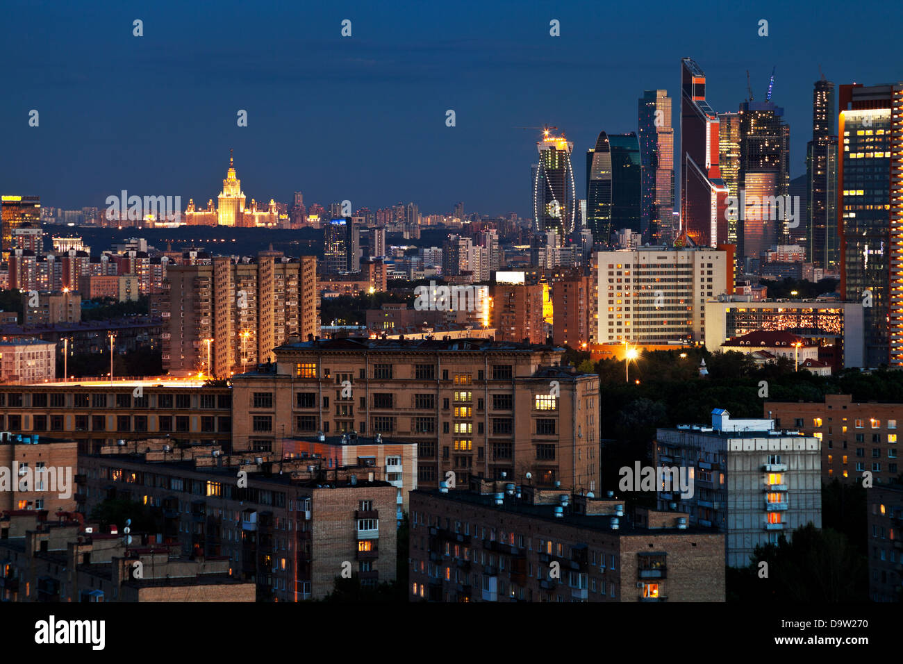 Apartment buildings night moscow russia hi-res stock photography and ...