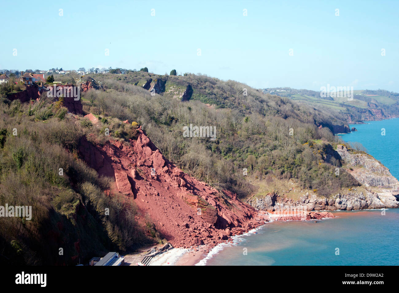 Closer view of Oddicombe landslide in Babbacombe, Torquay Stock Photo ...