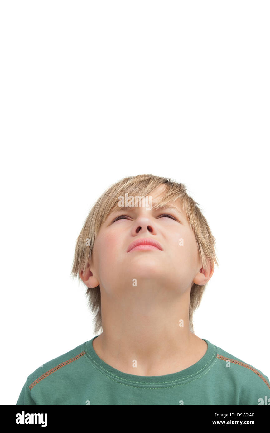 Thinking child looking up Stock Photo - Alamy