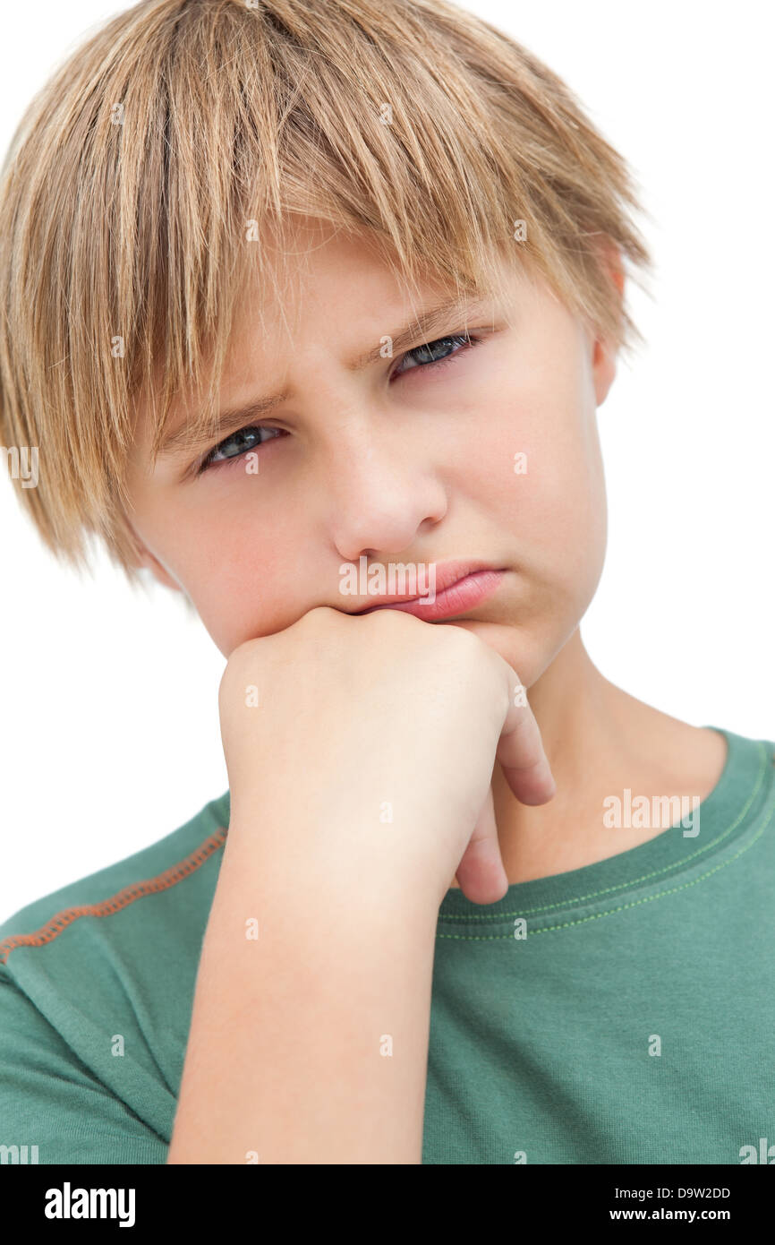 Thinking blonde boy hi-res stock photography and images - Alamy