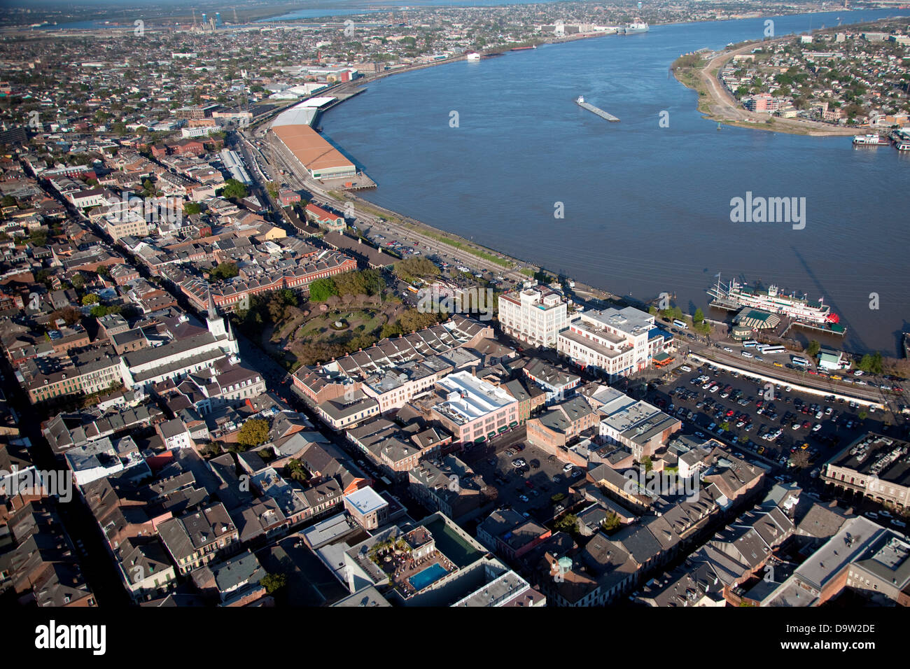 Aerial of the Mississippi River in New Orleans, Louisiana Stock Photo ...