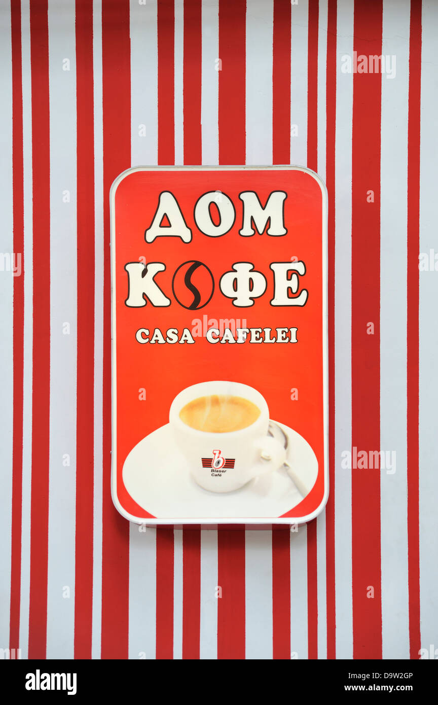 Cafe sign, Chisinau, Moldova Stock Photo - Alamy