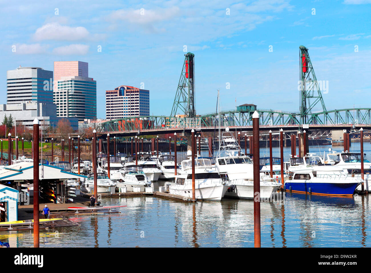 Marina and boats along the waterfront in downtown Portland, Orgegon ...