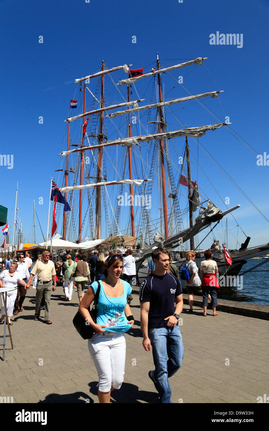 Visitors at Kiel Week, Kiel harbor, Schleswig-Holstein, Germany, Europe ...