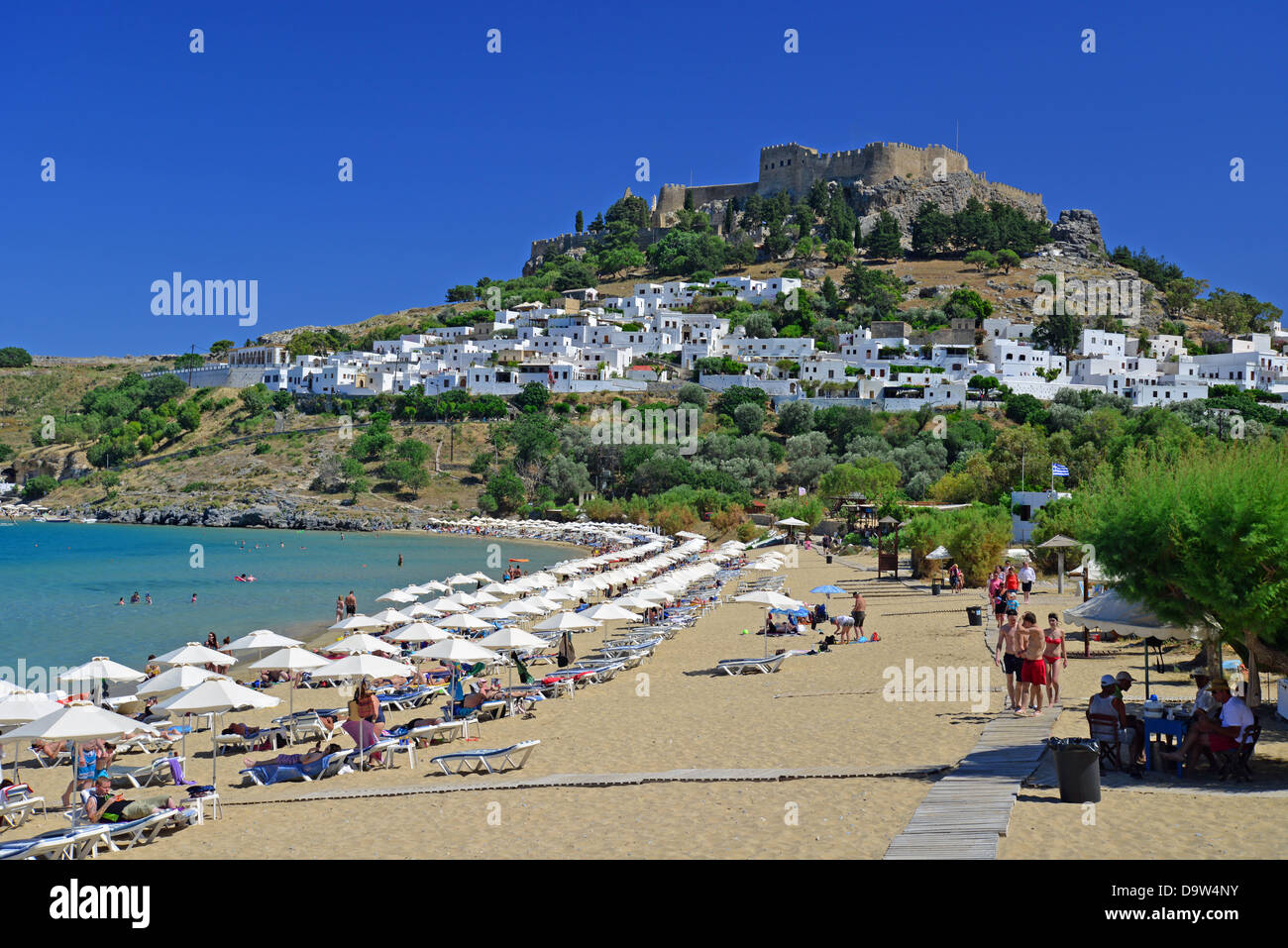 Lindos Main Beach, Lindos, Rhodes (Rodos), The Dodecanese, South Aegean ...