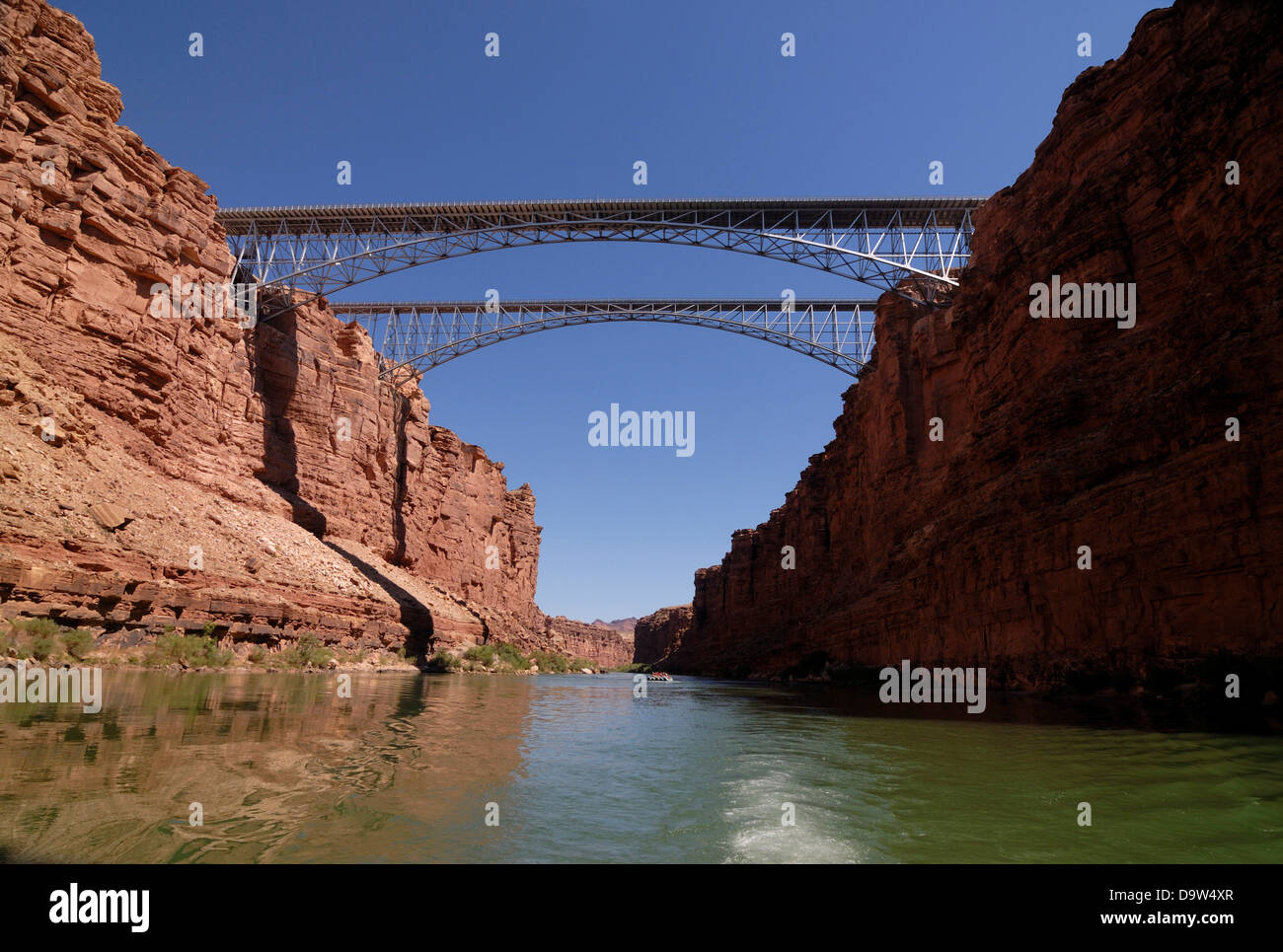 Bridge spanning across the Colorado River seen while Rafting, Grand ...