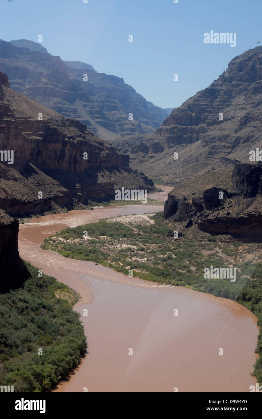 Aerial view of Colorado River flowing through Grand Canyon, Arizona ...