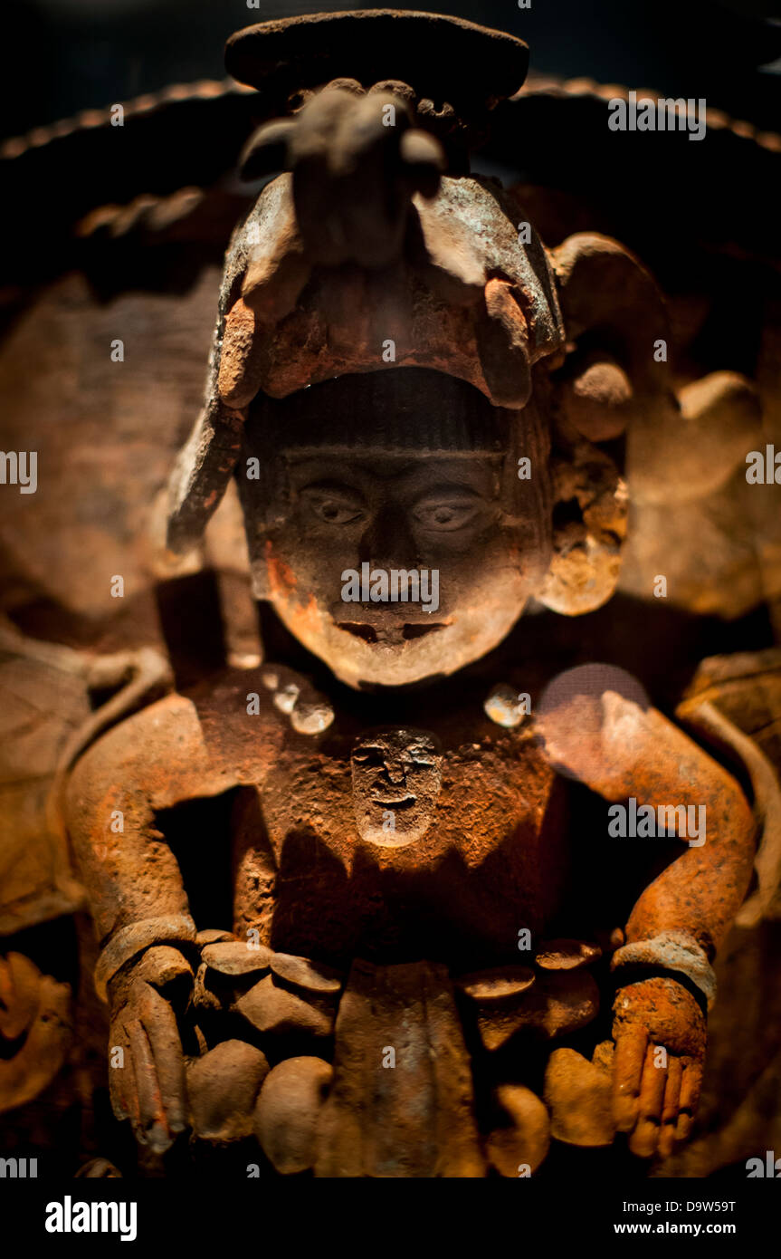 Olmec prehispanic god sculpture attached to a clay pot, found in ...