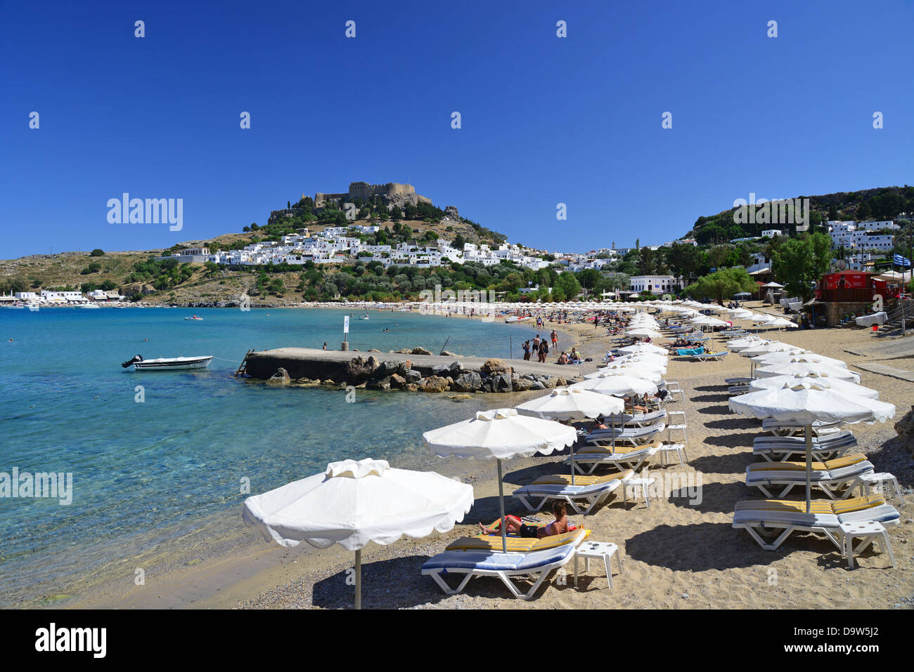 Lindos Main Beach, Lindos, Rhodes (Rodos), The Dodecanese, South Aegean ...