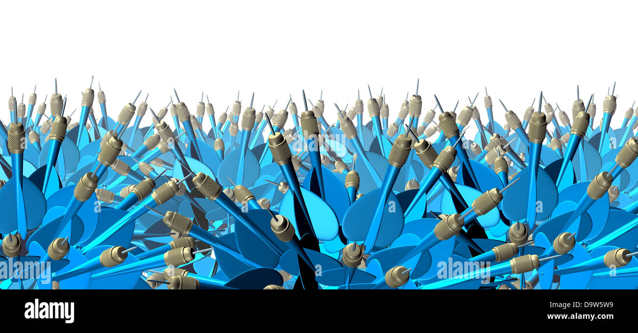 Dart border with a large group of blue confused direction darts as a ...