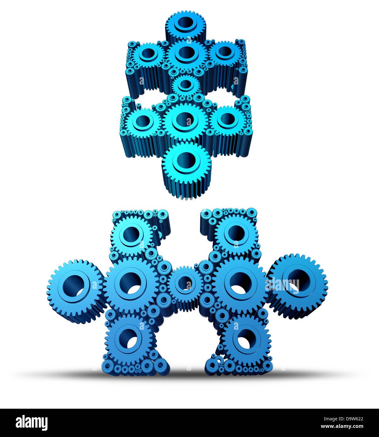 Group connections with two connected networks of gears and cogs shaped ...