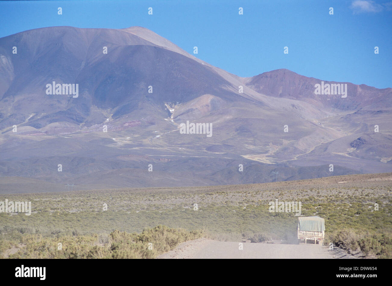 Road leading to an extinct volcano near the border of Chile, Atacama ...