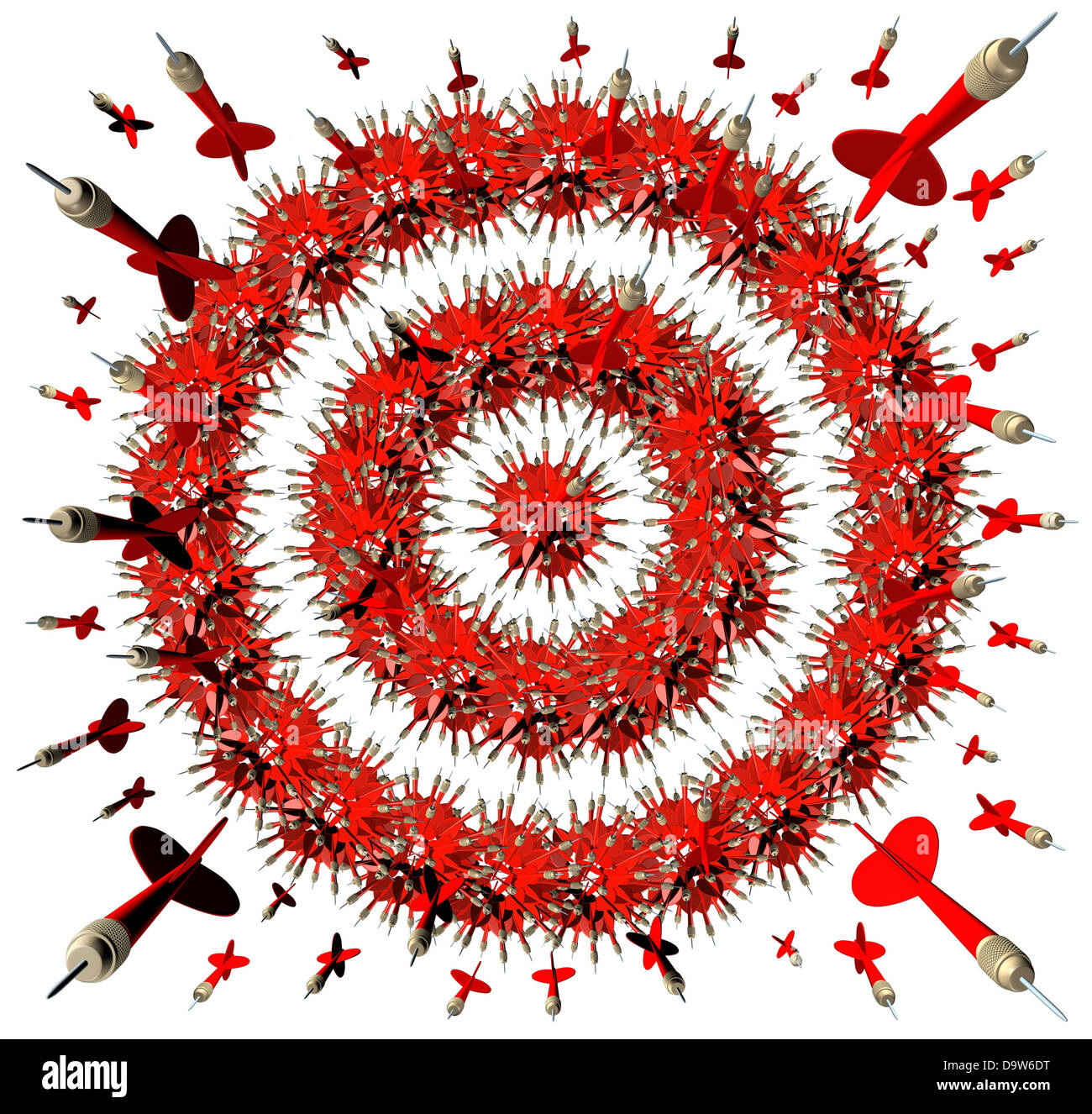 Aiming For You with a group of red darts shaped as a bulleye target ...
