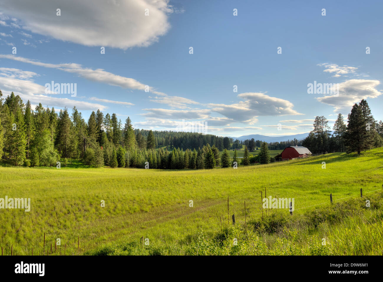 A beautiful farm in western Montana. (Flathead Valley Stock Photo - Alamy