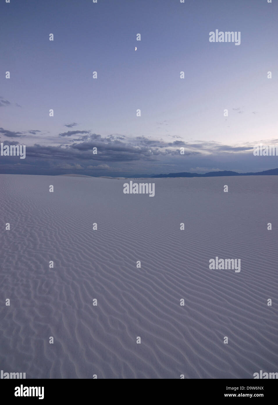 Rippled gypsum sand dunes at sunset, White Sands National Monument, New ...