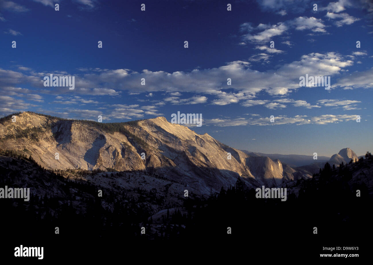 Sunlight falling on mountain viewed from Olmsted Point, Yosemite ...