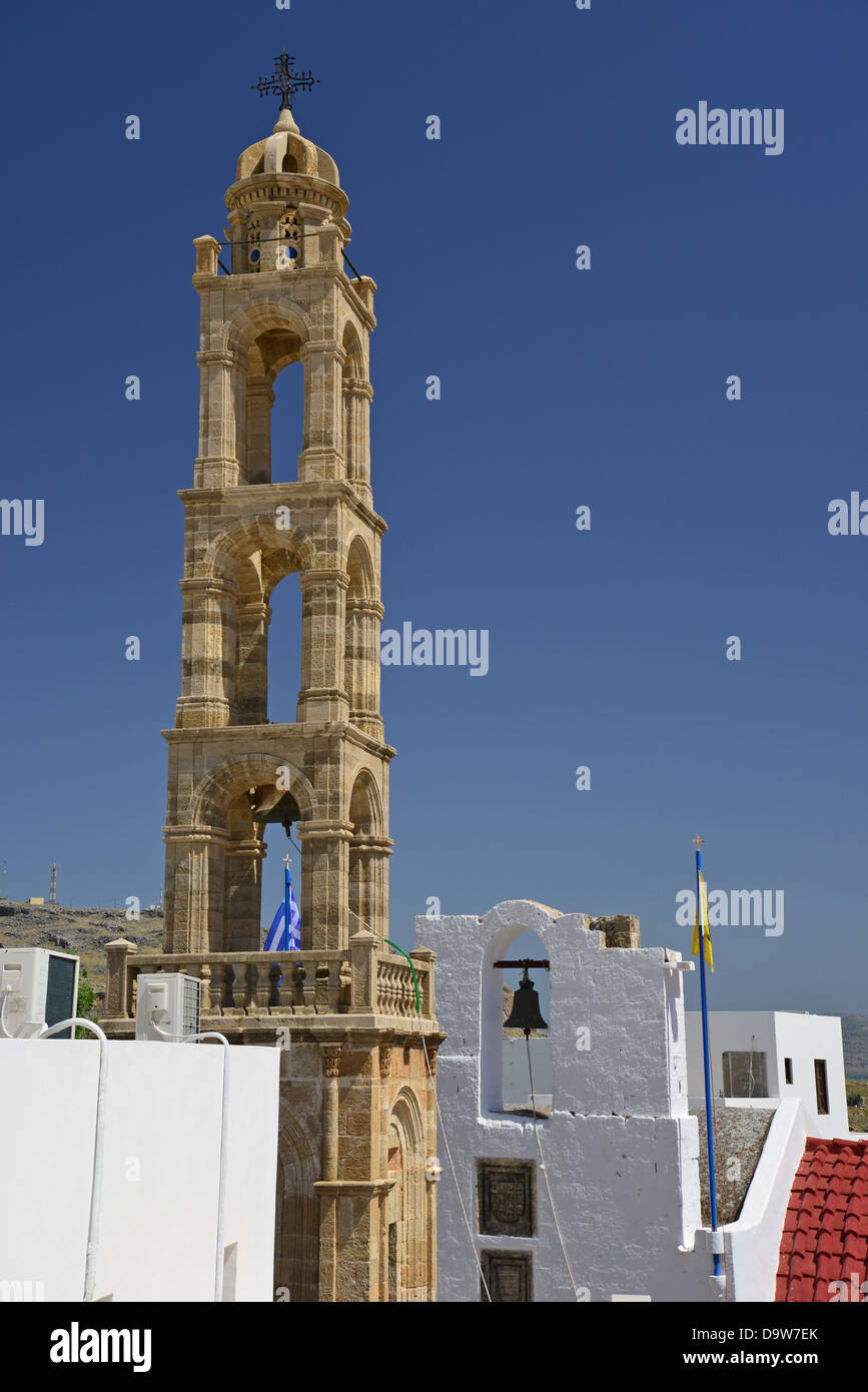 Bell tower of The Panagia Byzantine Church, Lindos, Rhodes (Rodos), The ...