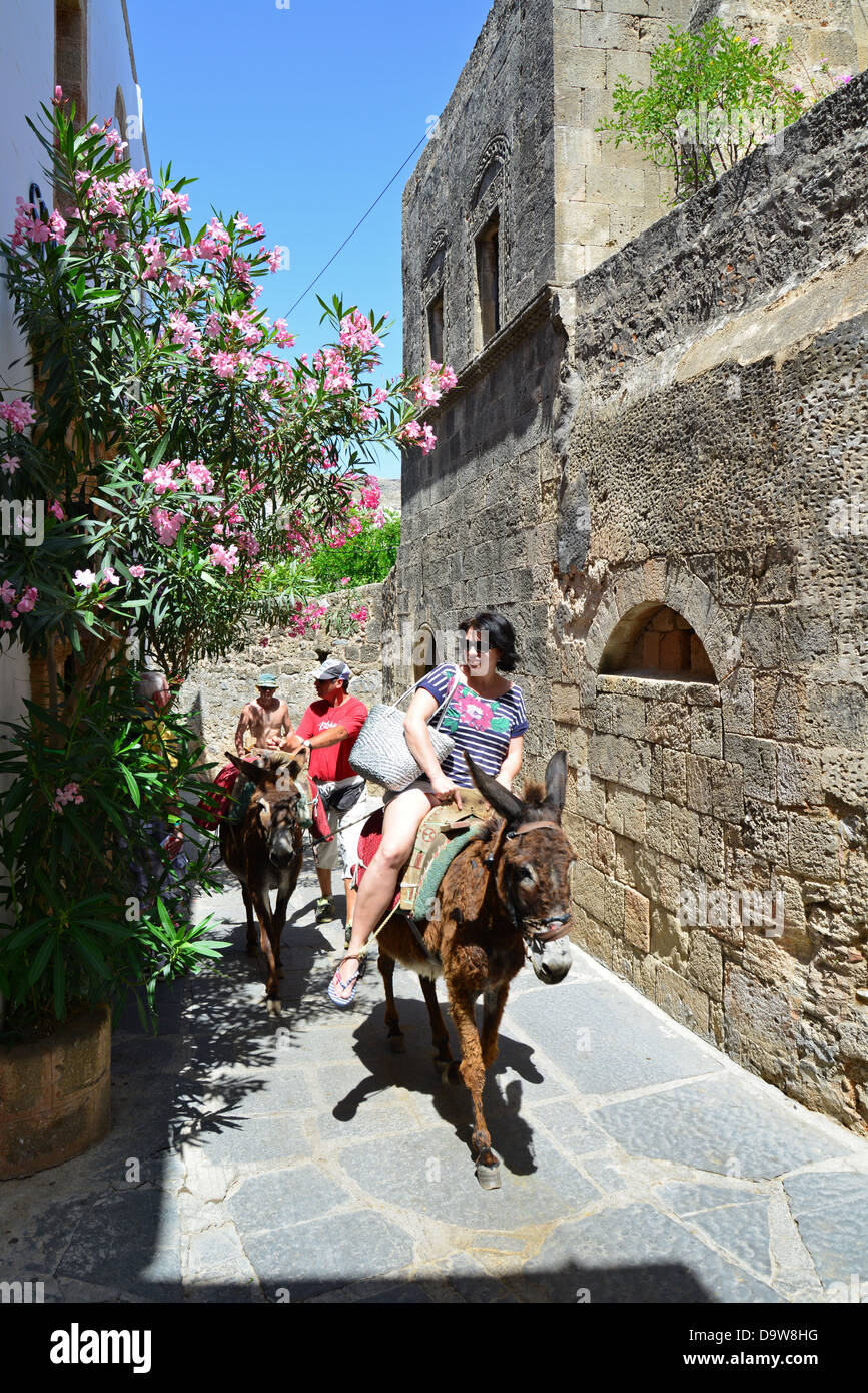 Donkey rides up to Acropolis of Lindos, Lindos, Rhodes (Rodos), The ...