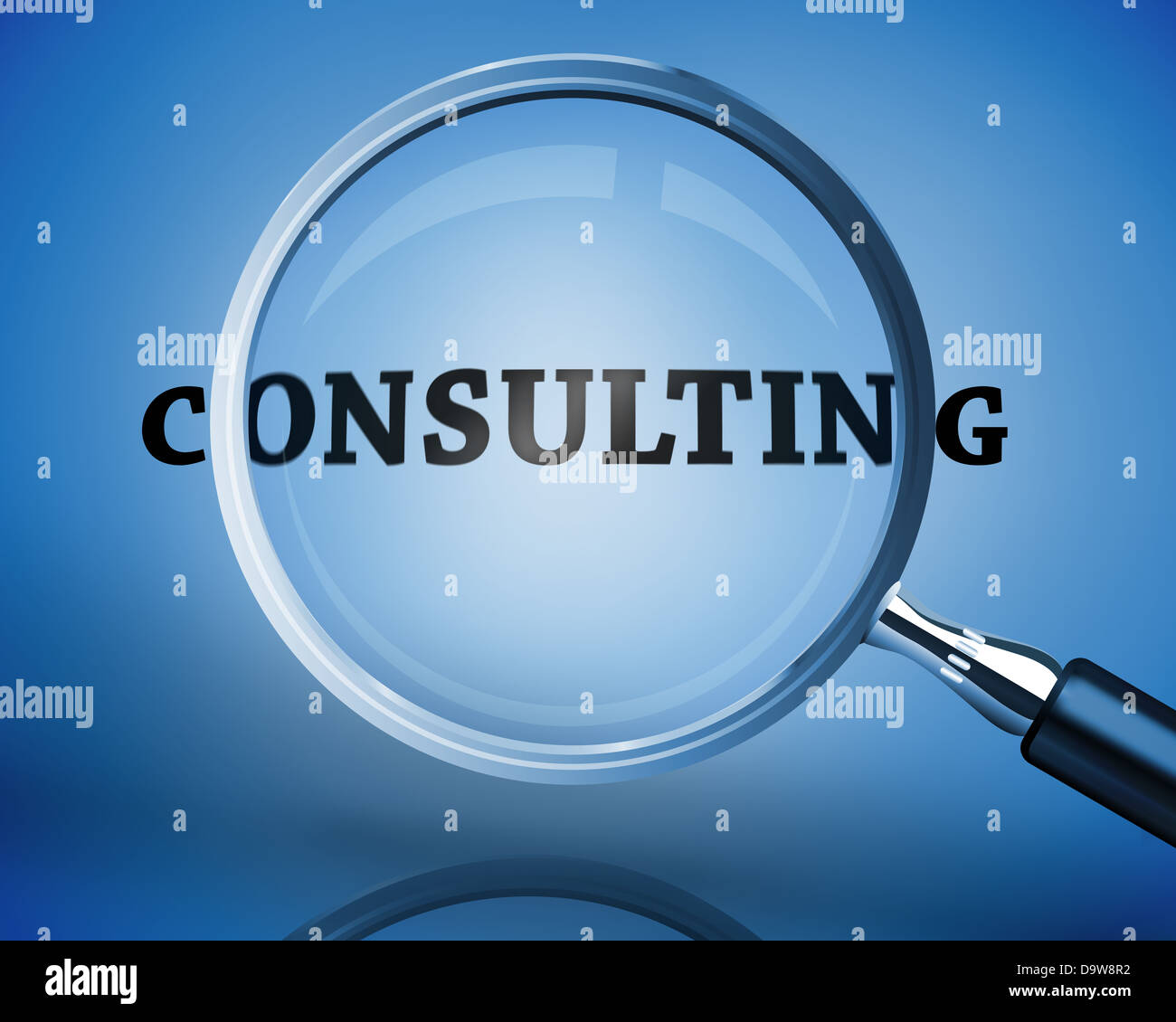 Magnifying glass showing consulting word Stock Photo - Alamy