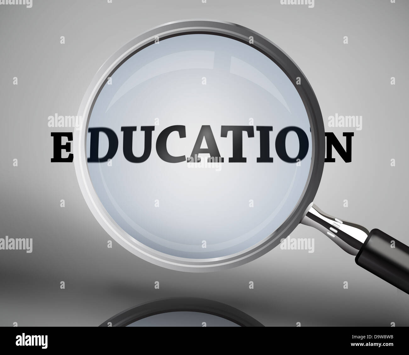 Magnifying glass showing education word Stock Photo - Alamy