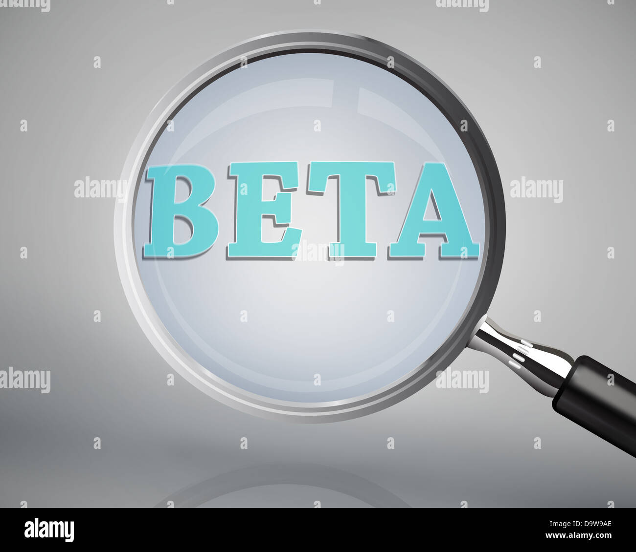 Magnifying glass showing beta word Stock Photo - Alamy