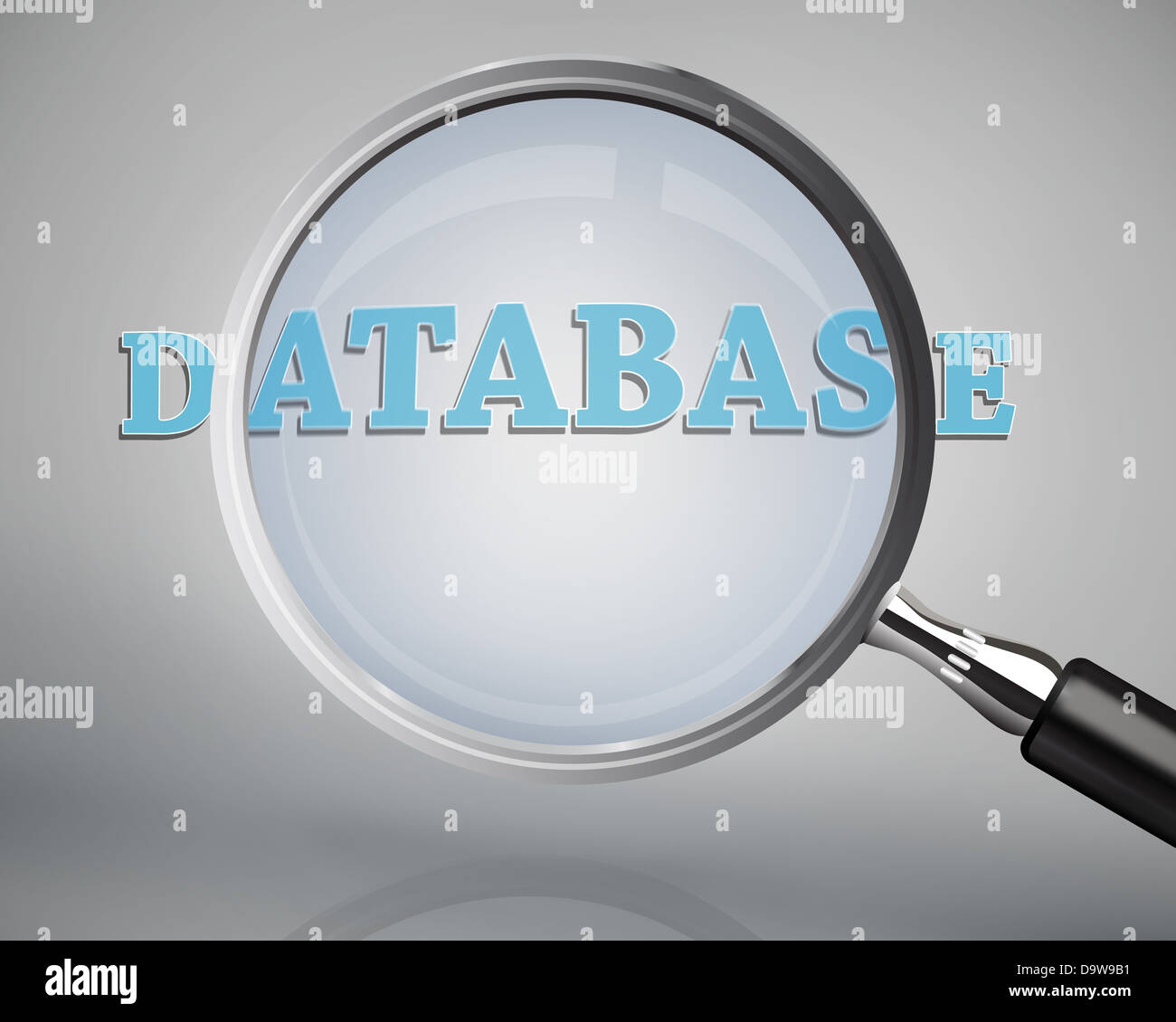Magnifying glass showing database word Stock Photo - Alamy