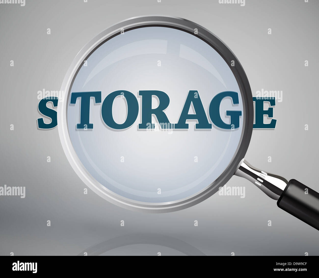 Magnifying glass showing storage word Stock Photo - Alamy