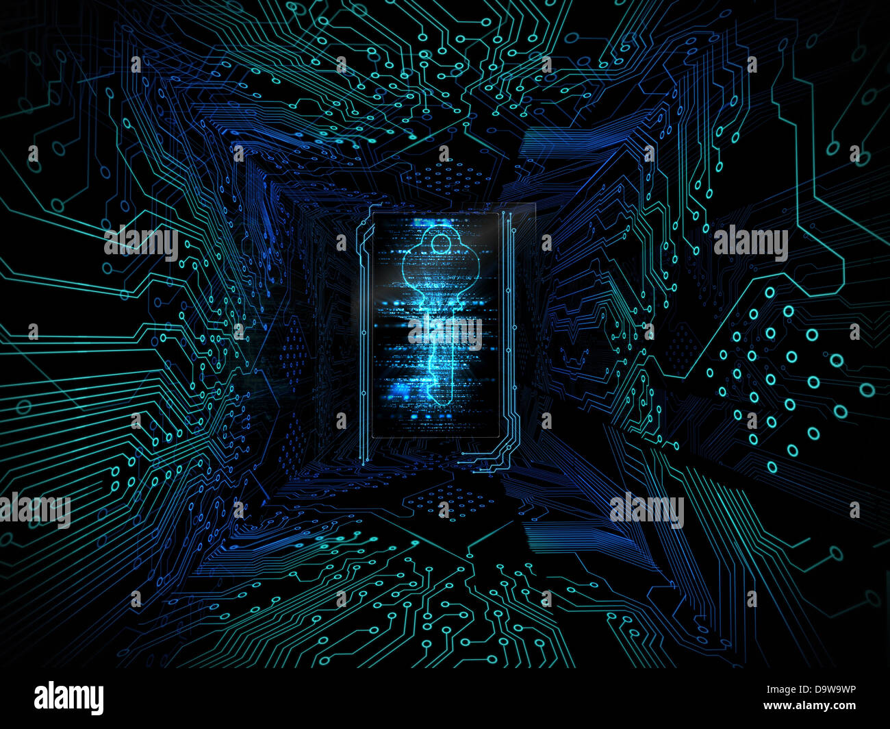Key symbol in futuristic circuit hi-res stock photography and images ...