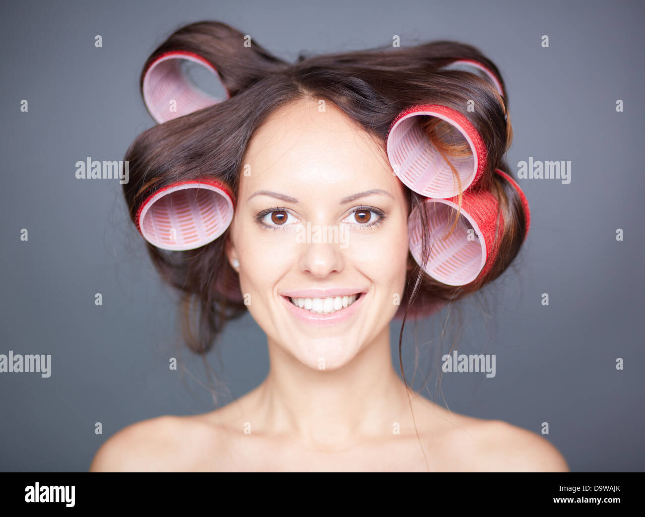 Woman hair rollers hi-res stock photography and images - Alamy