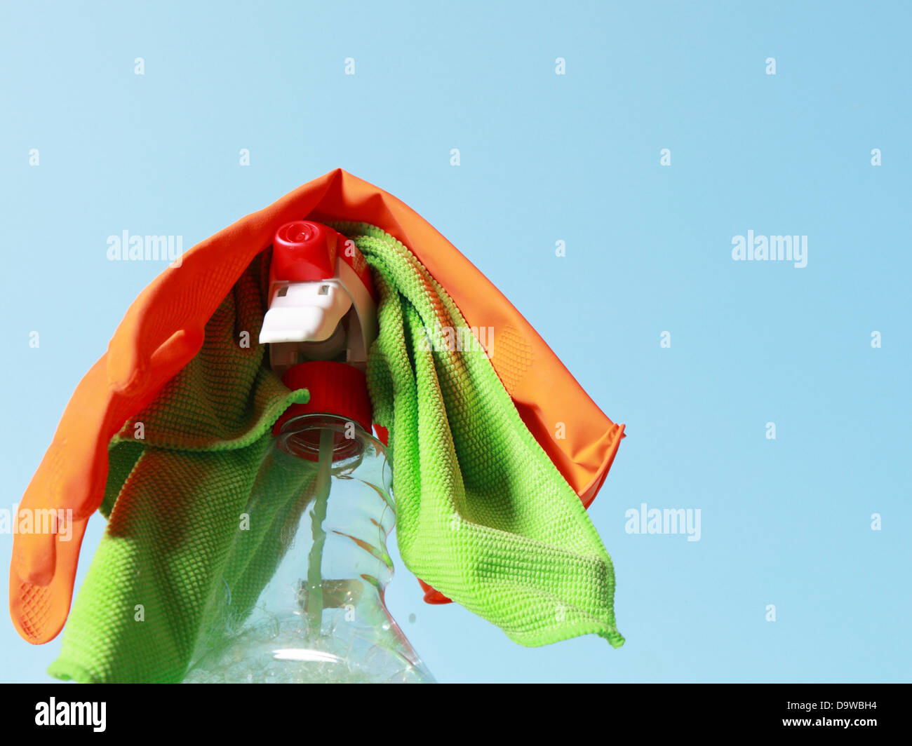 Cleaning window using tools - rag and spray detergent. Spring cleaning ...