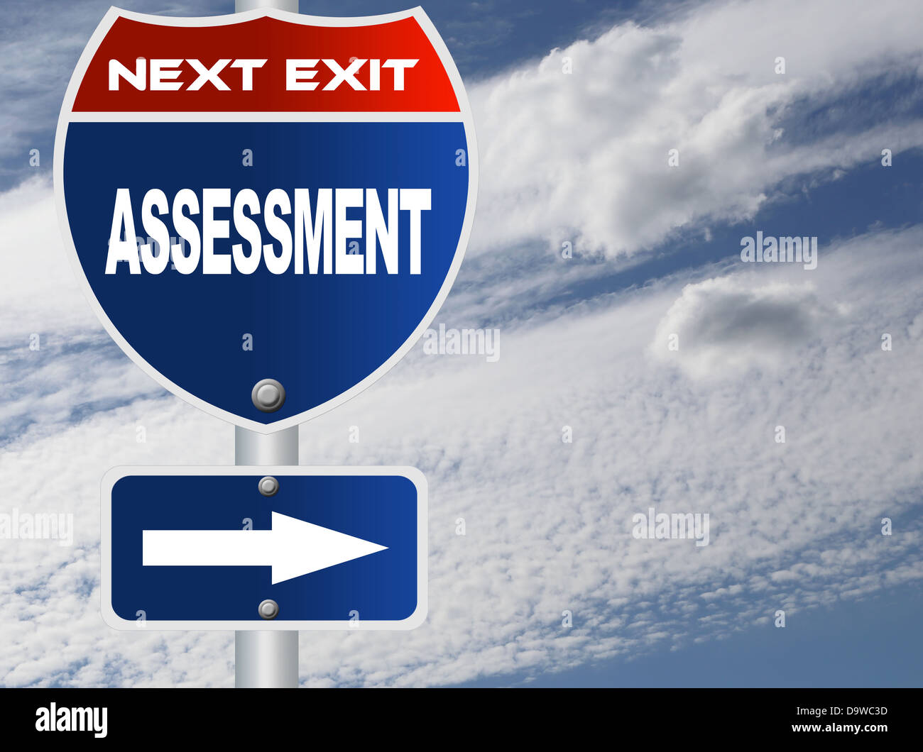 Assessment road sign Stock Photo - Alamy