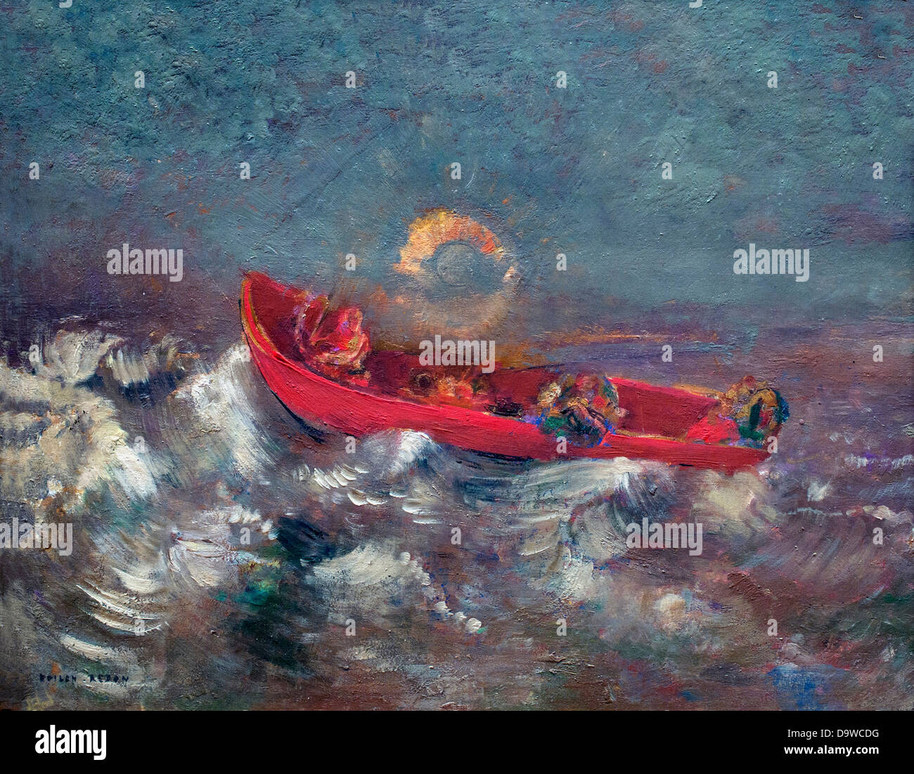 La Barque rouge - The Red Boat Odilon Redon 1840-1916 France Stock ...