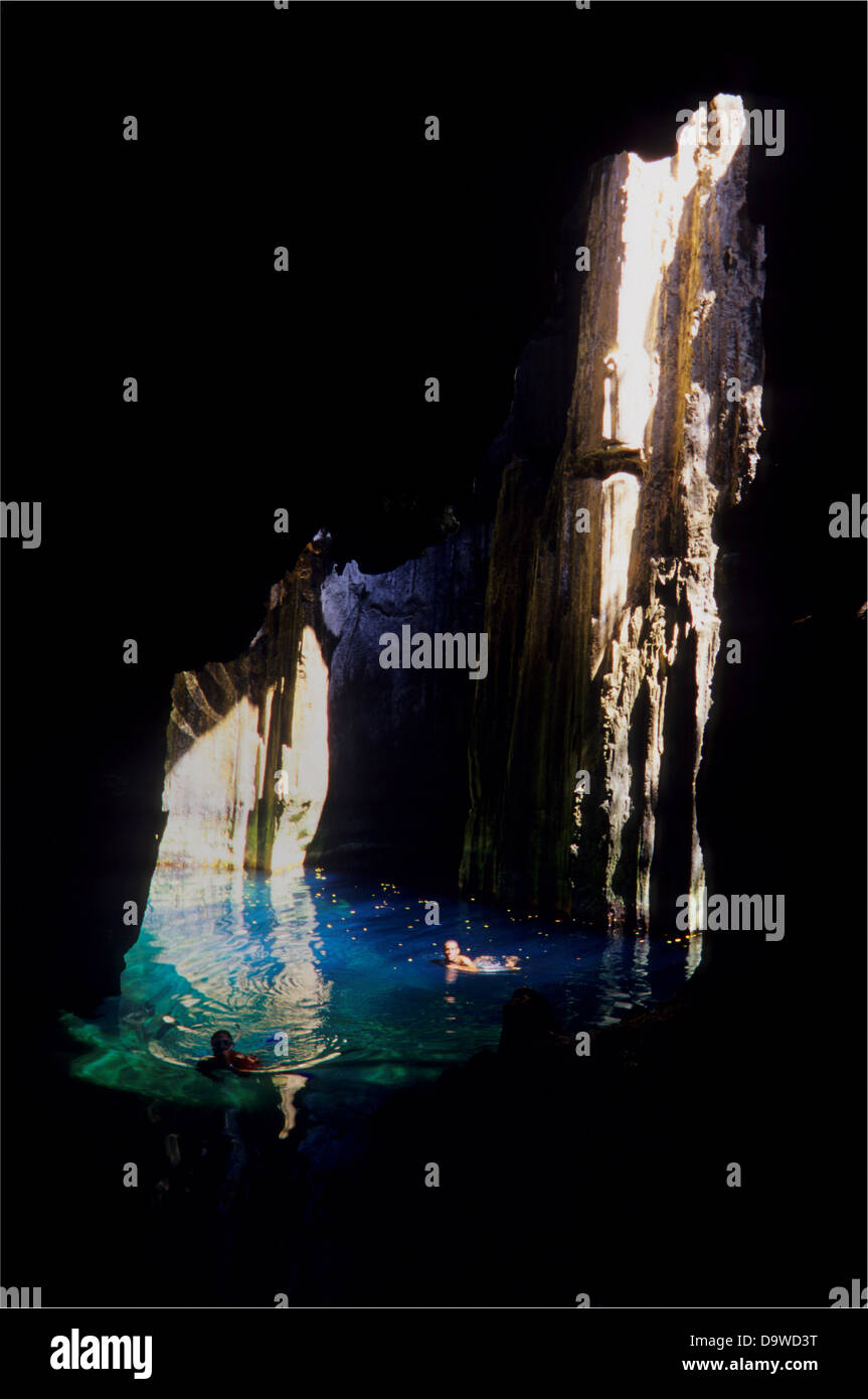 Fiji, Yasawa Group, Sawa-I-Lau Island, Sawa-I-Lau Cave, People Swimming ...