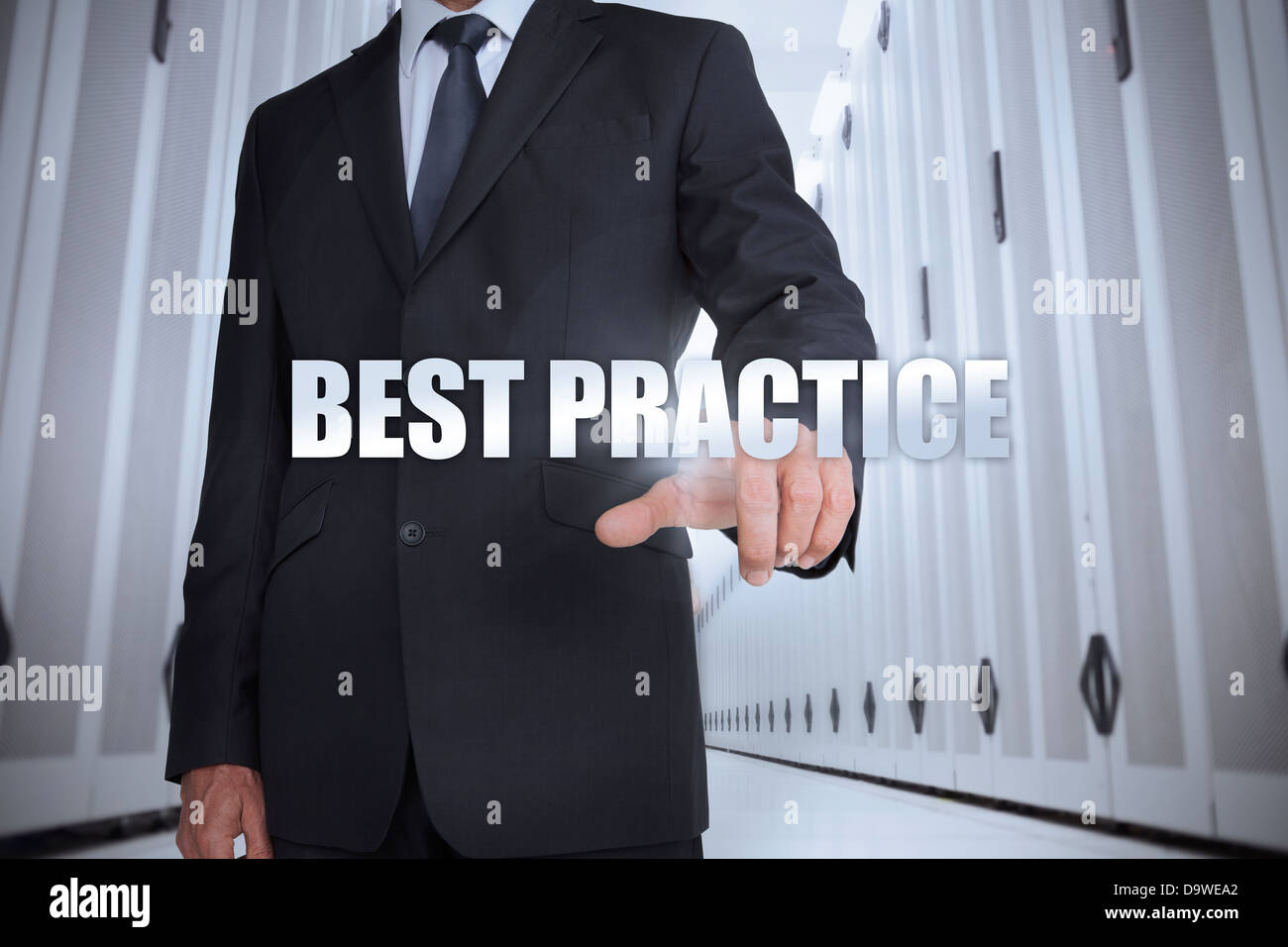 Businessman selecting the term best practice Stock Photo - Alamy