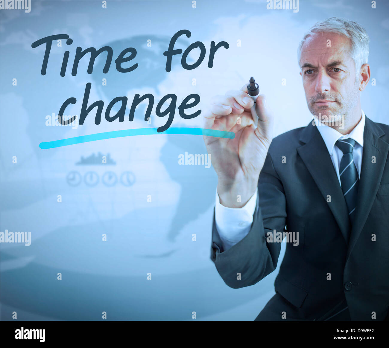 Businessman writing time for change Stock Photo - Alamy