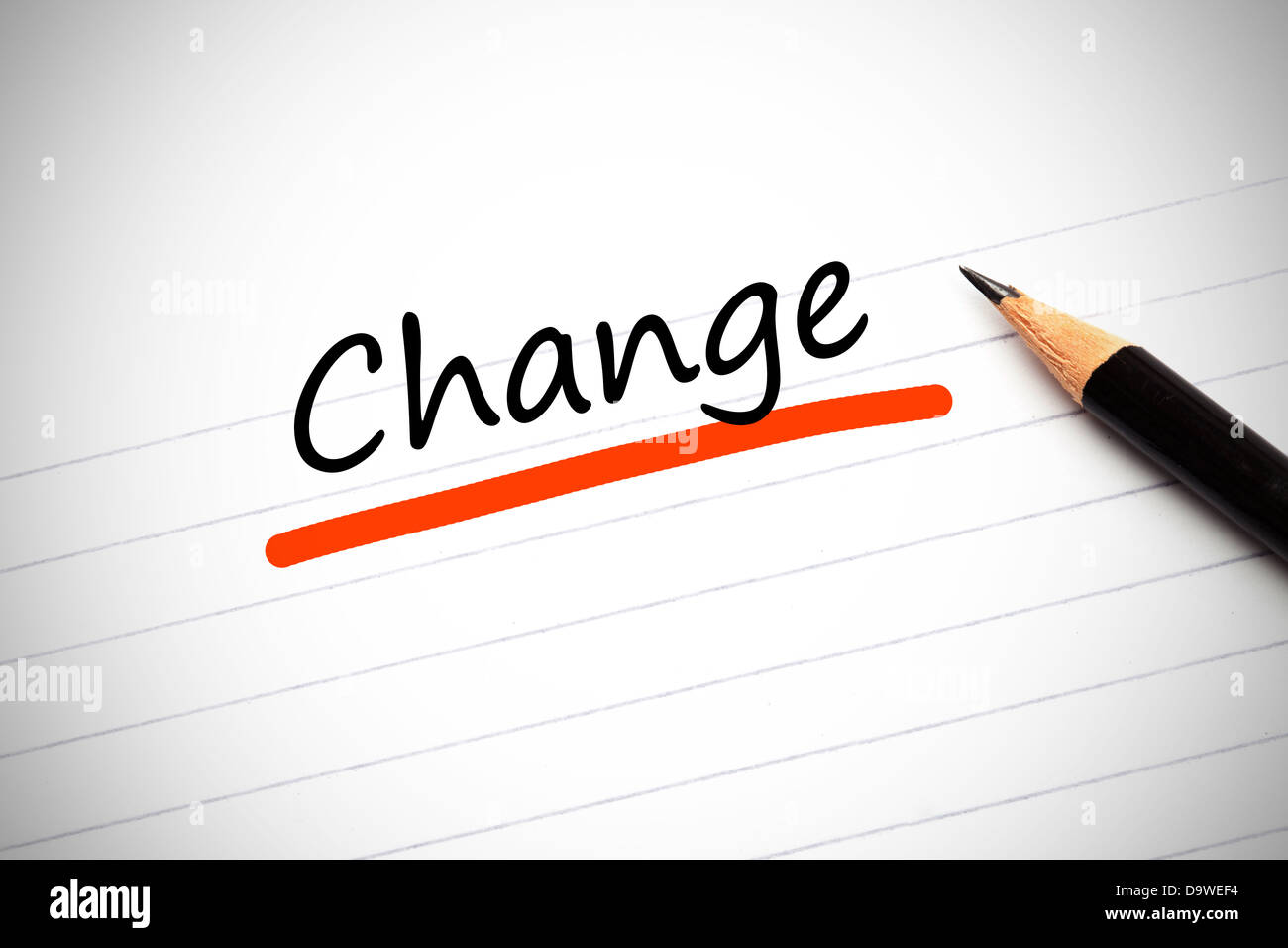 Change written on a notepad Stock Photo - Alamy