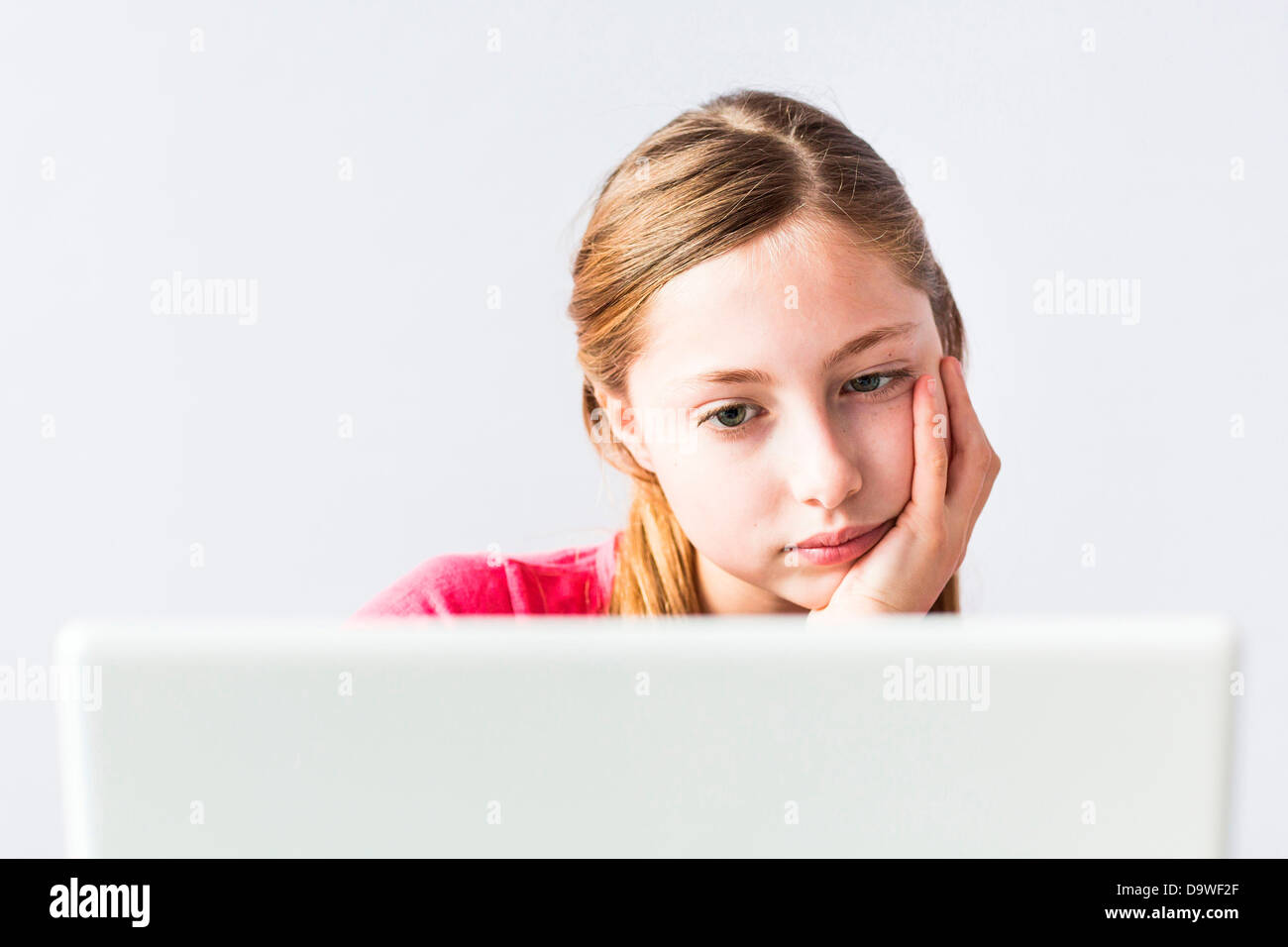 13-year-old teenage girl using laptop computer Stock Photo - Alamy