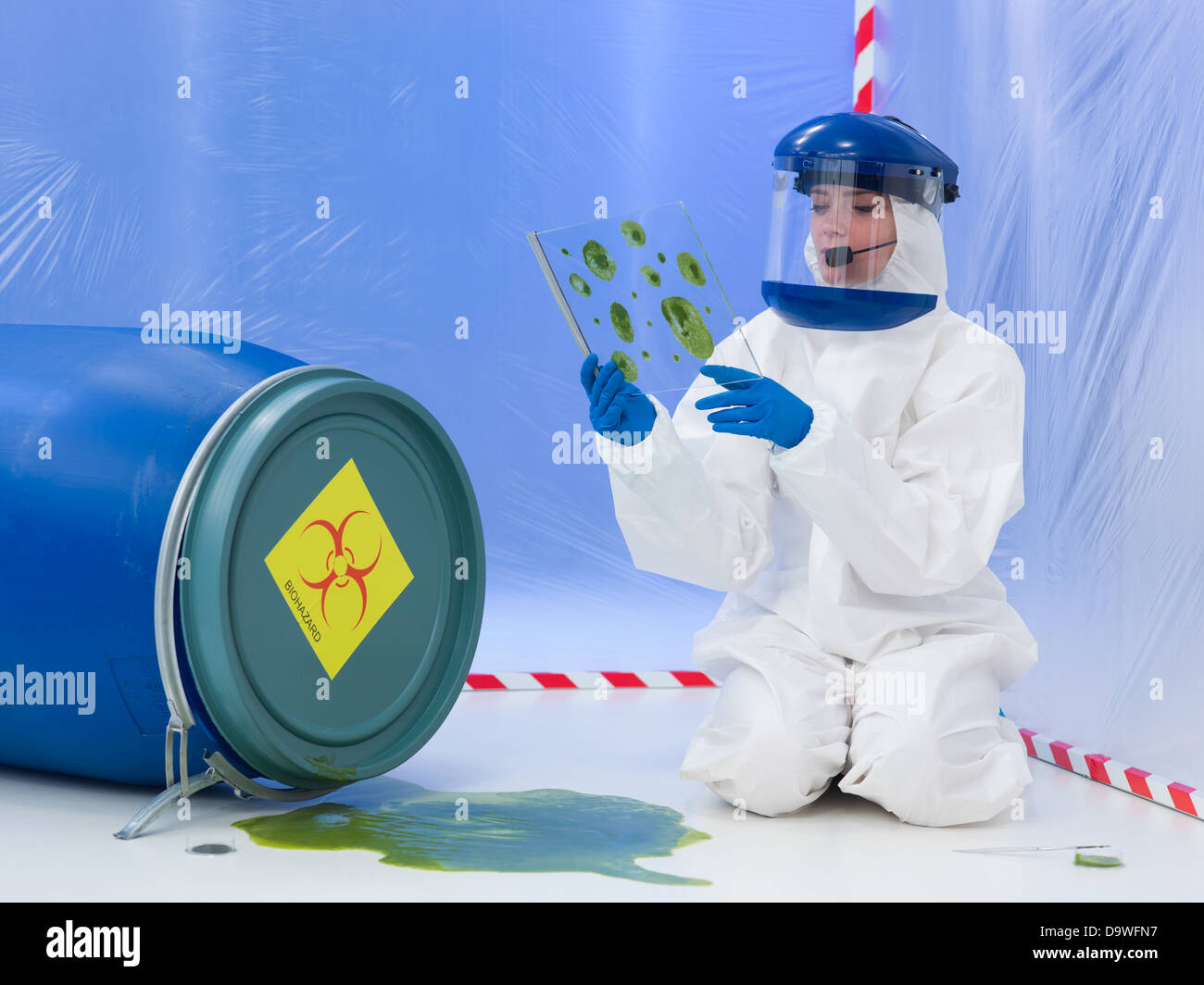 close-up of female scientist analysing samples collected from a ...
