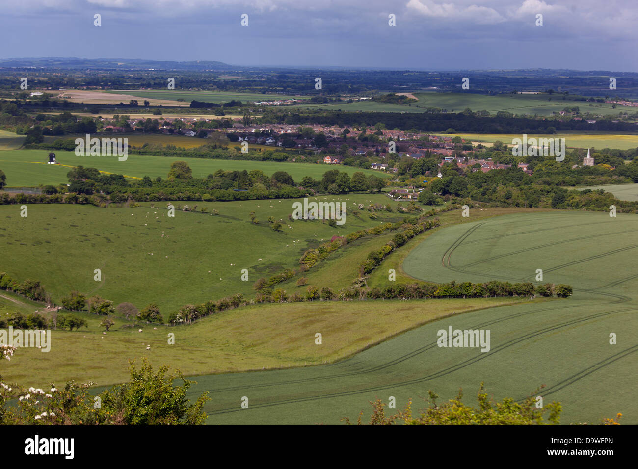 Ivinghoe Village and church from Steps Hill Buckinghamshire Stock Photo ...